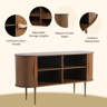 Mercer41 55.1" Storage Cabinet with Tambour Doors and Shelves, Fluted Sideboard Buffet Cabinet ...